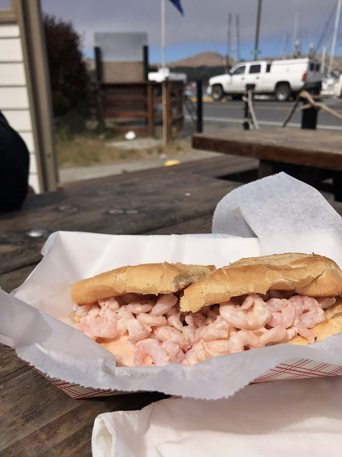 Seafood simplicity at its finest. This shrimp sandwich showcases Bay shrimp in their purest form &ndash; ocean fresh and barely dressed.