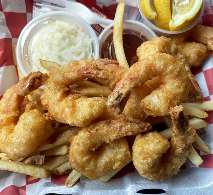 Plump shrimp wearing golden armor, ready to be dunked in house-made sauce. The kind of simple pleasure that makes you close your eyes with each bite.