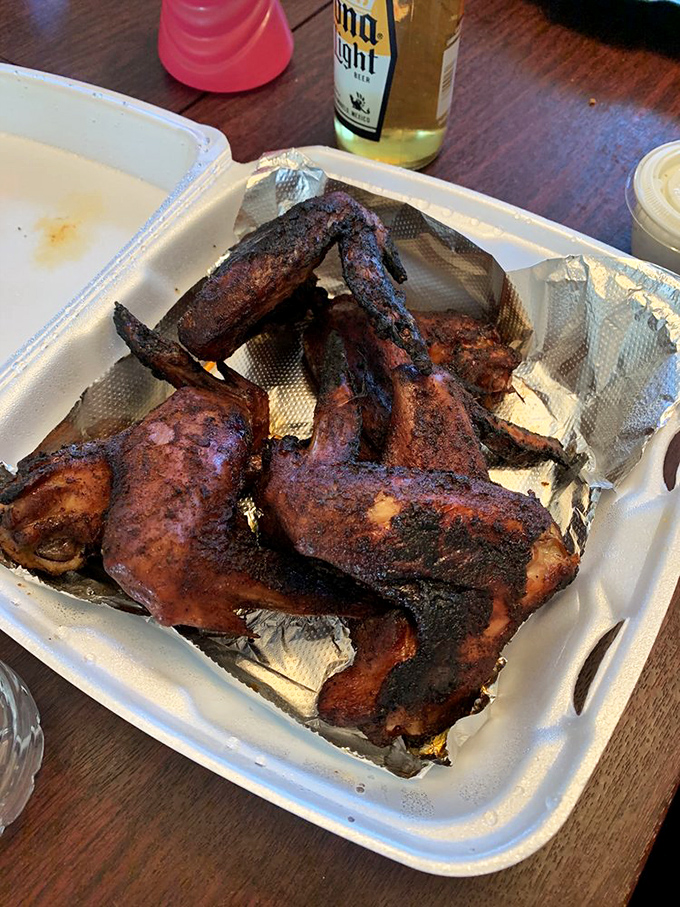 These wings aren't just smoked, they're transformed &ndash; their burnished exterior hiding juicy meat that's absorbed hours of smoky wisdom.