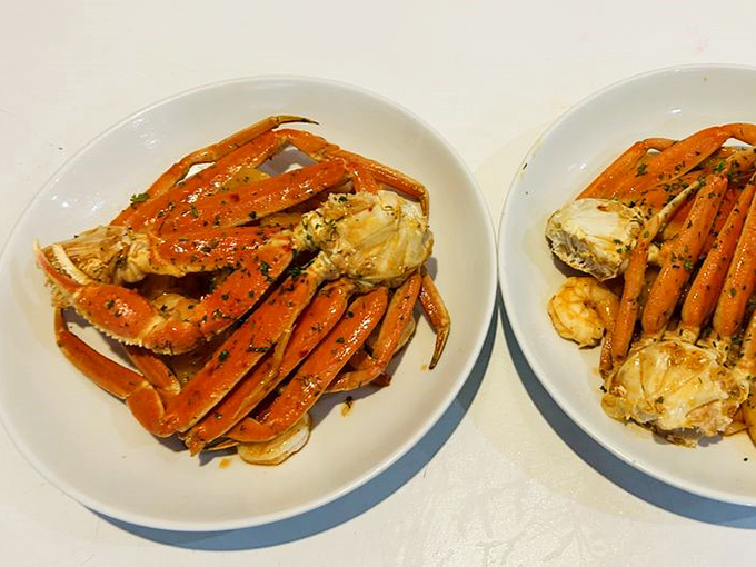 Snow crab legs piled high like edible treasure, waiting for you to crack the code to happiness.