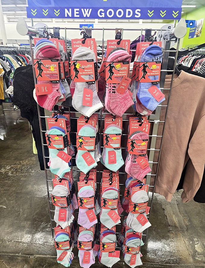 Brand new socks that won't drain your wallet! The "New Goods" section proves not everything at Goodwill has had a previous life&mdash;just previous price tags.