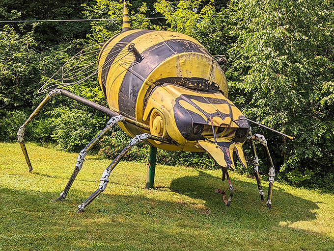 The VW Beetle finally lives up to its name in this ingenious transformation. Eight legs, yellow stripes, and all the charm of a 2-ton insect.