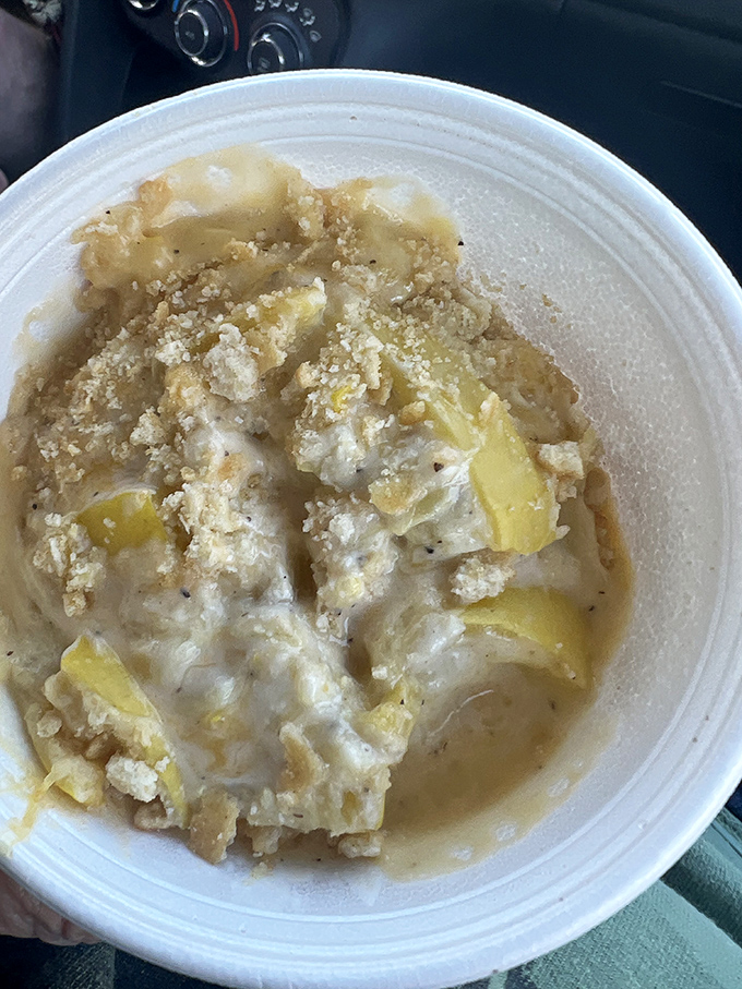 That glistening squash casserole looks like your grandmother's recipe came to life, assuming your grandmother was a culinary genius.