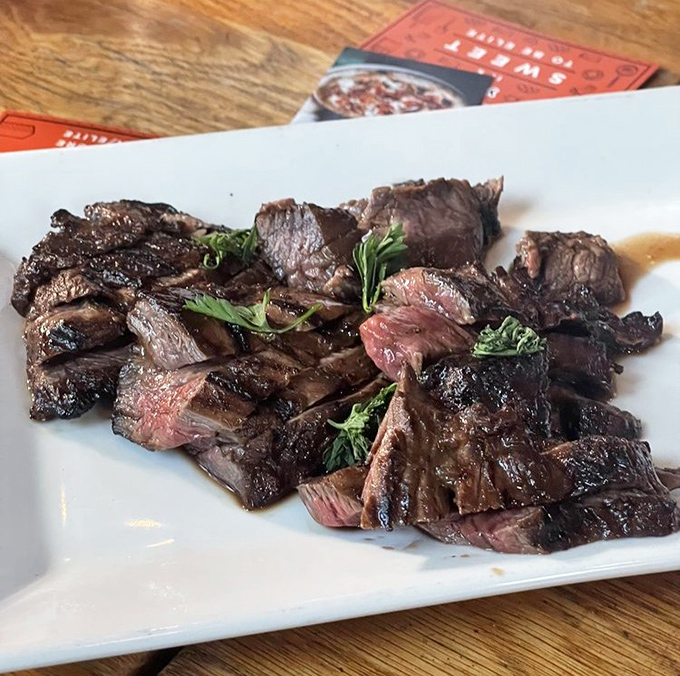 Perfectly charred steak that would make any carnivore weak in the knees &ndash; this is serious beef business.