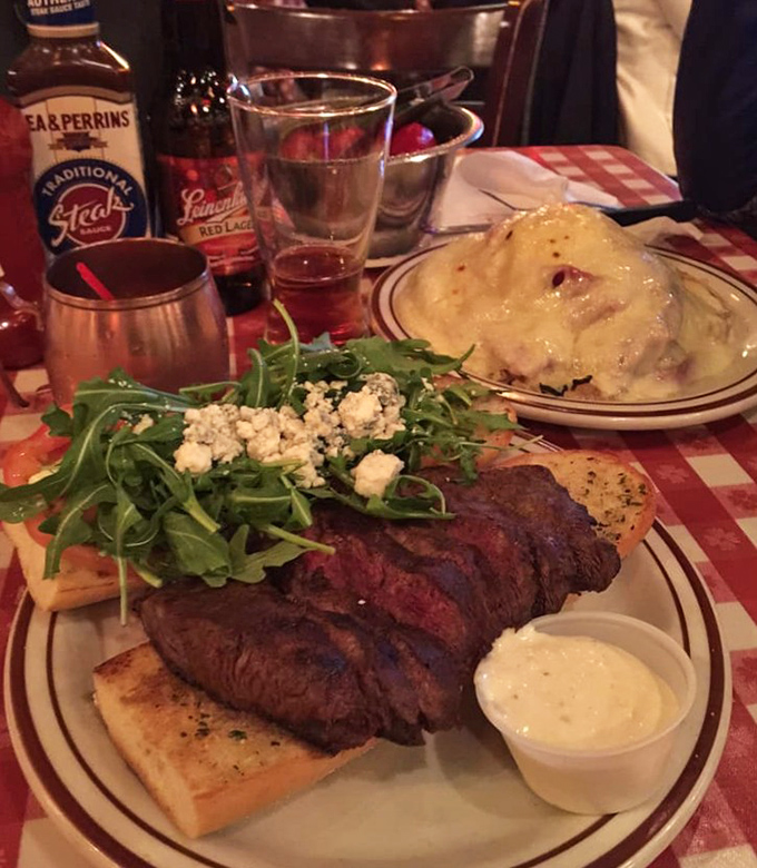 When a steak sandwich looks this good, you understand why some relationships are worth the commitment. That arugula adds just enough virtue.