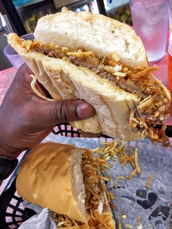 This steak sandwich isn't just lunch&mdash;it's an engineering marvel of bread, meat, and those signature crispy potatoes that define Miami's soul.