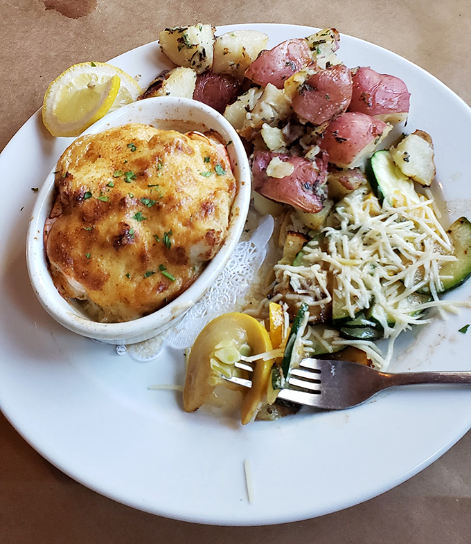 This isn't just dinner&mdash;it's a seafood treasure chest featuring what might be the Eastern Shore's most perfect crab cake.