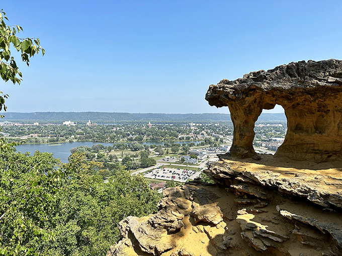 Sugarloaf's distinctive silhouette frames a view of Winona that makes you understand why people choose to put down roots in this river town.