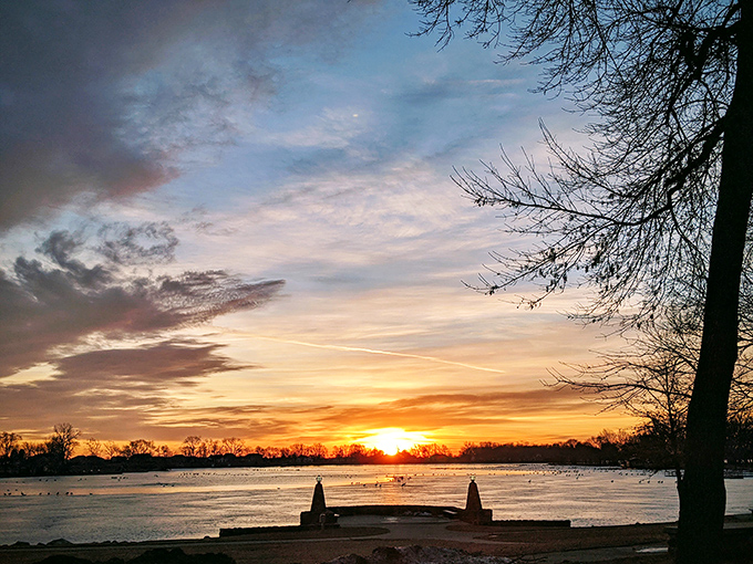 Winter transforms Black Hawk Lake into a frozen masterpiece at sunset. Even in the coldest months, Mother Nature puts on a light show that beats any big-city fireworks display.