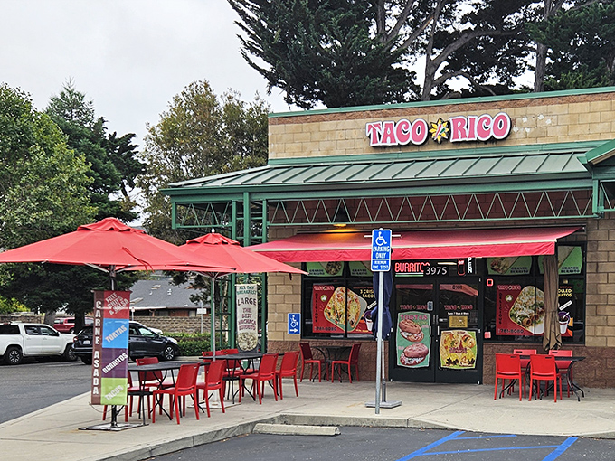 Taco Rico's vibrant umbrellas promise shade and satisfaction&mdash;two things retirees understand are non-negotiable for outdoor dining.