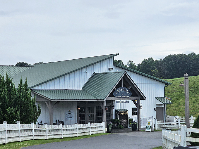 The Kitchen's rustic white exterior and picket fence scream "grandmother's cooking" even before you catch a whiff of what's baking inside.