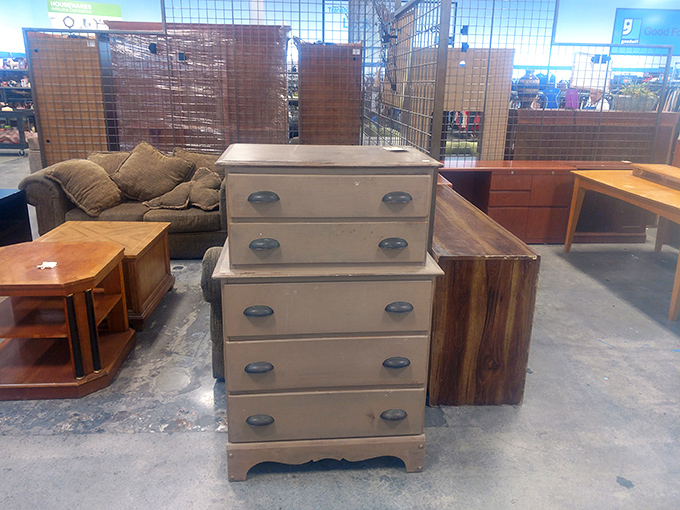 Furniture with stories to tell. That mid-century dresser has seen things, and for under $40, it's ready to spill its secrets in your bedroom.