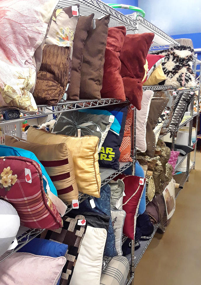 A mountain of throw pillows that could furnish a thousand couches or build the world's softest fort&mdash;decorator's heaven at bargain basement prices.