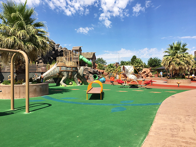 Thunder Junction All Abilities Park makes fun accessible to everyone. Dinosaurs and inclusive play equipment&mdash;because joy shouldn't have barriers.