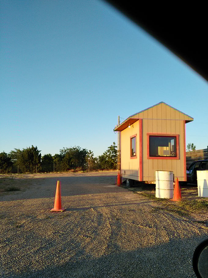The humble ticket booth, glowing in golden hour light. Your portal to two hours of escape, all for less than a streaming subscription.