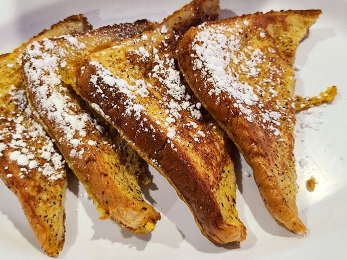 French toast dusted with powdered sugar, because sometimes breakfast needs to feel like a celebration of getting out of bed.
