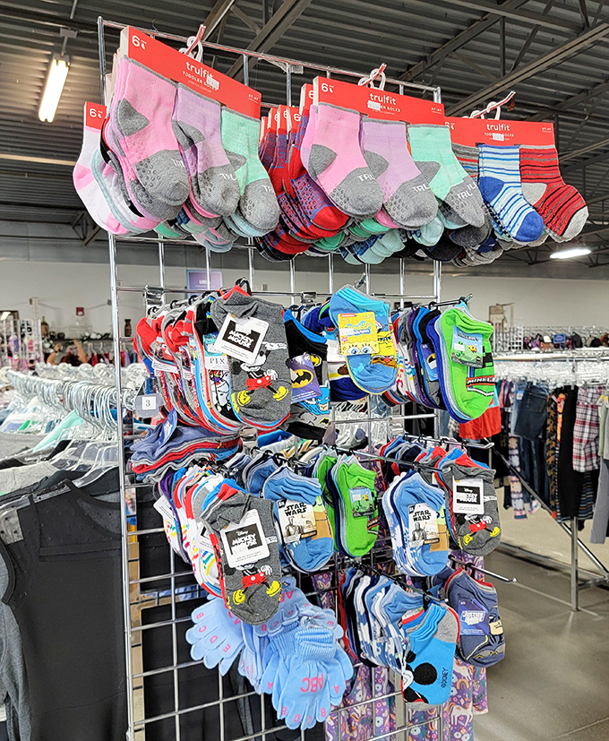 Brand new socks at thrift store prices – the retail equivalent of finding an extra $20 in your winter coat pocket.