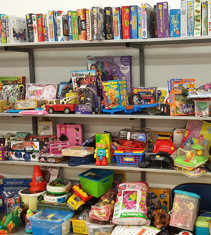 Toy Story comes to life without the talking parts. Board games with most pieces intact sit alongside dolls waiting for their next tea party.