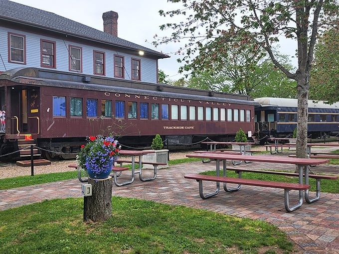 The Trackside Cafe offers more than just meals&mdash;it serves up nostalgia with a side of Connecticut Valley views. Those picnic tables have heard some stories.