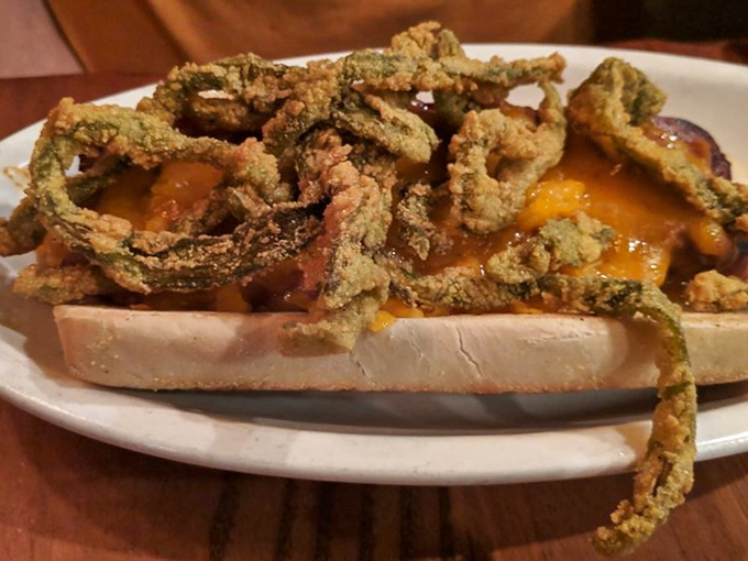 The Triple Dog Dare Ya isn't just a sandwich&mdash;it's an engineering marvel of fried goodness that makes you wonder if calories consumed while smiling don't count.