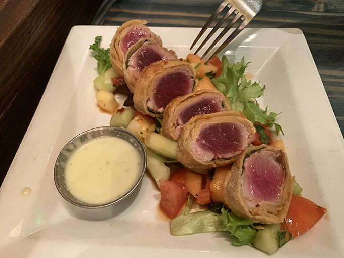 Seared tuna that's practically artwork&mdash;the kind of dish that makes your dining companions develop sudden food envy.