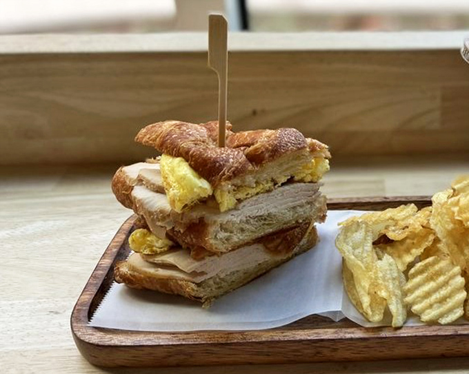 The sandwich that launched a thousand lunch breaks &ndash; perfectly stacked, architecturally sound, with chips standing guard against hunger pangs.