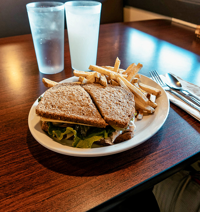 The humble sandwich, elevated to art form. Those golden fries aren't side characters—they're co-stars in this lunch production.