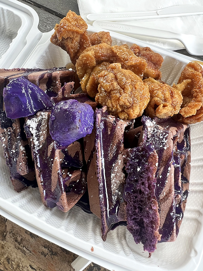 Ube waffles and chicken&mdash;where tradition meets innovation. Purple never tasted so good, unless you count that time Prince made pancakes.
