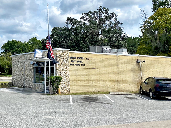 Stone and brick unite in this charming post office, where American flags flutter and small-town communication has centered for generations.