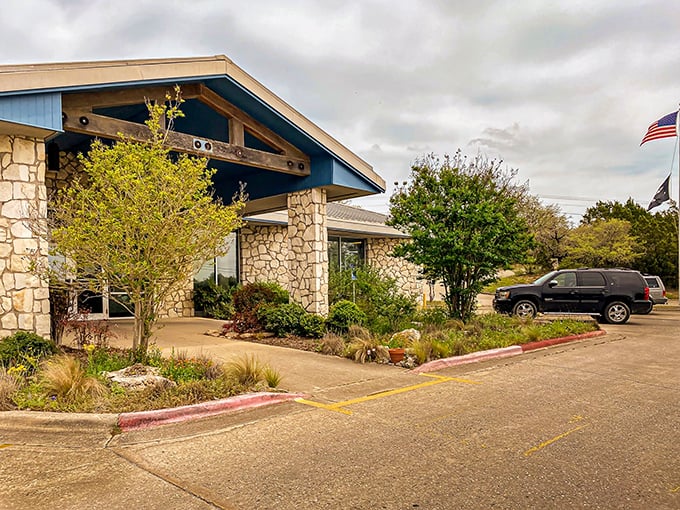 Even government buildings get the limestone treatment in Wimberley, where architecture pays homage to Hill Country heritage.