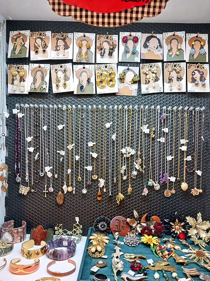 Vintage jewelry displayed with artistic flair&mdash;each piece waiting for its second act. Yesterday's accessories becoming tomorrow's heirlooms with just a little imagination.