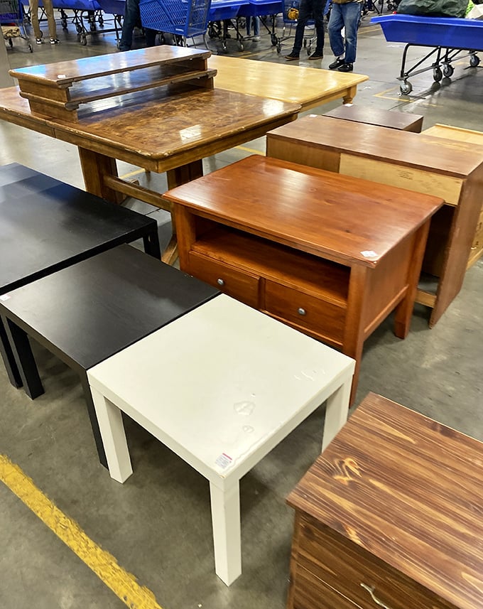 Coffee tables galore, each one waiting to hold someone's morning cup and Sunday crossword puzzle.