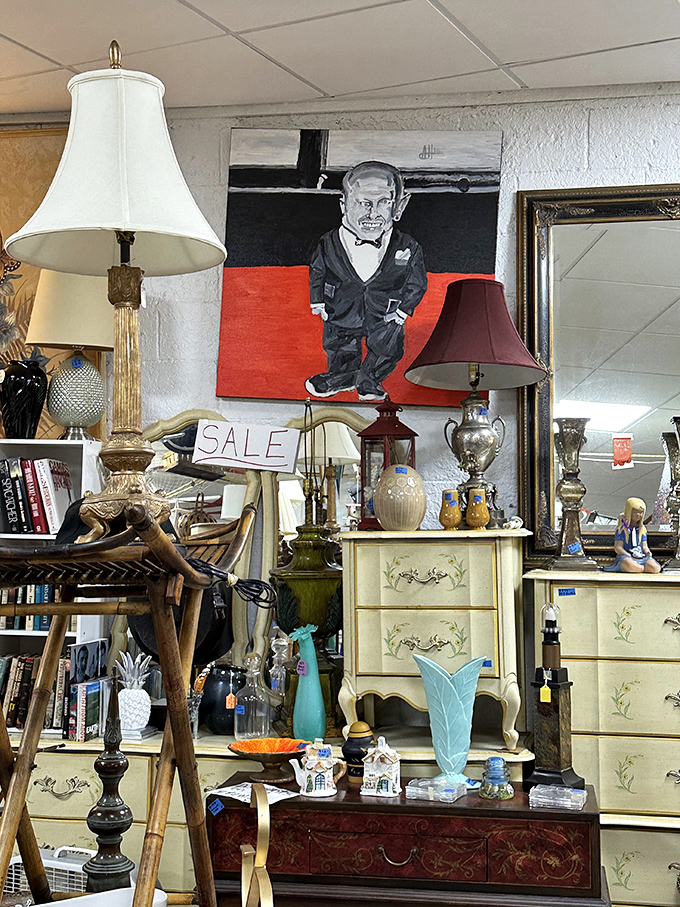 A gallery of lamps that could illuminate your home or star in a Wes Anderson film. That painting adds just the right touch of "interesting person lives here."