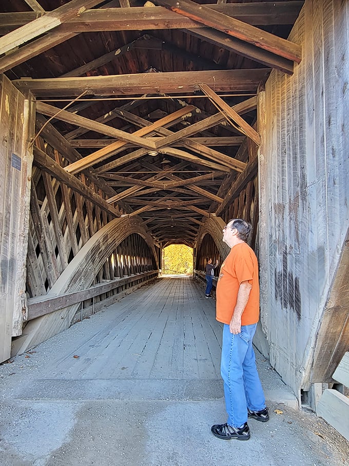 Every visitor experiences that moment of awe when standing inside this wooden cathedral. The light at the end creates nature's perfect spotlight.