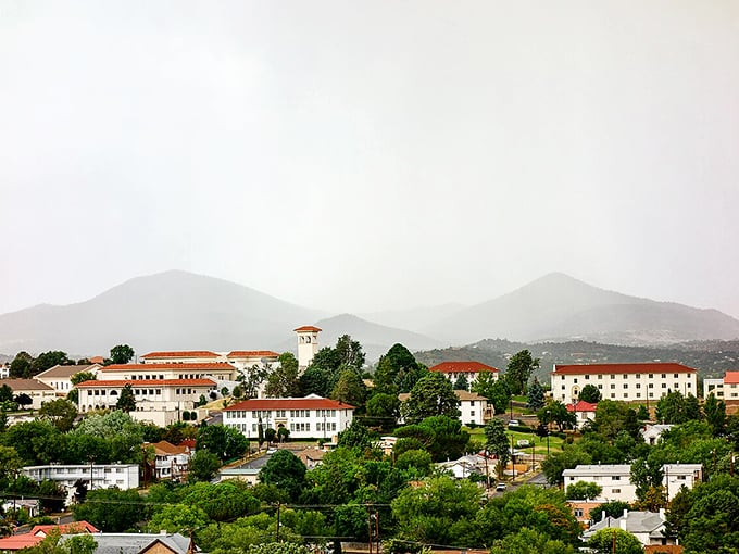 Western New Mexico University's Spanish Renaissance buildings crown the hillside like a Mediterranean village transplanted to the desert Southwest.
