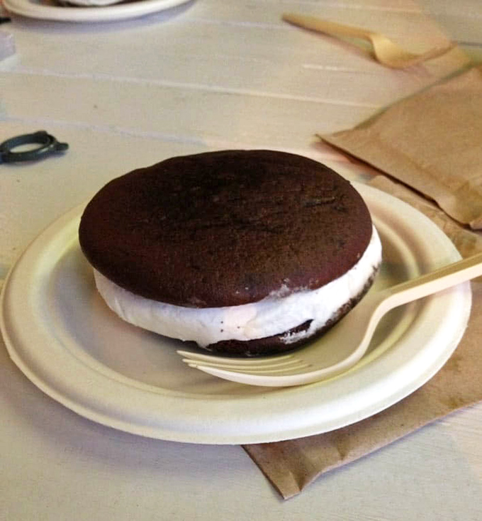 The Maine Whoopie Pie: two chocolate cake-like cookies embracing a cloud of creamy filling. Dessert perfection that's worth saving room for.