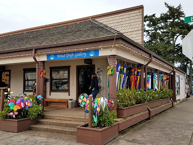 Wind Drift Gallery brings whimsy to the waterfront with colorful spinners and kites that dance even when you're standing perfectly still.