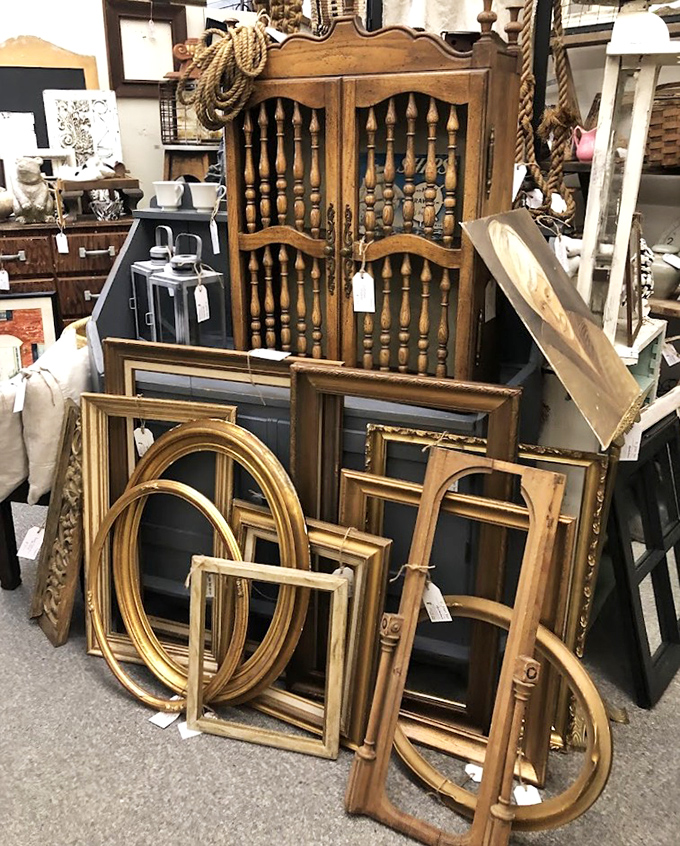 A gallery of empty frames that somehow feels complete. Like finding the perfect picture frames before you've taken the perfect pictures.