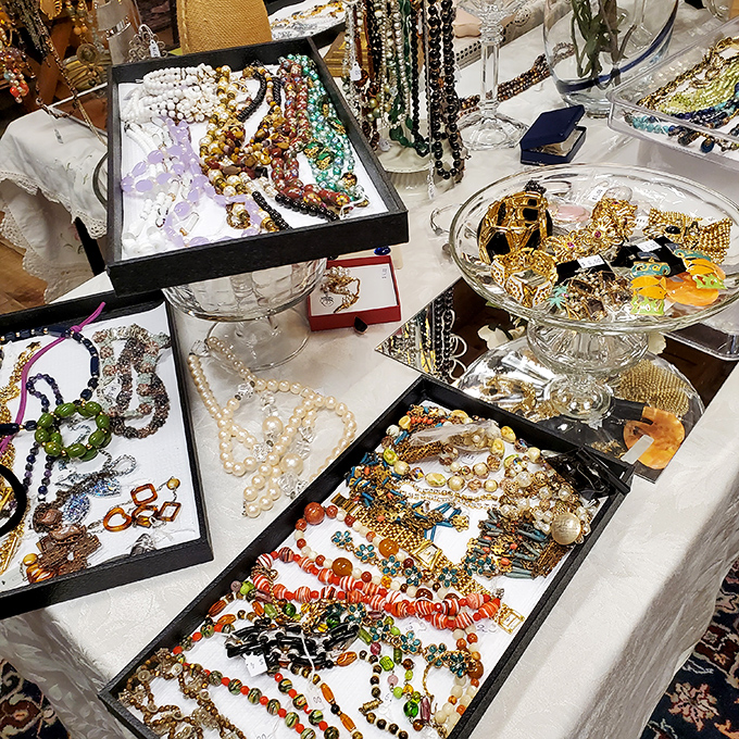 Vintage jewelry sparkles with possibilities, offering statement pieces that'll make people ask "where'd you get that?"