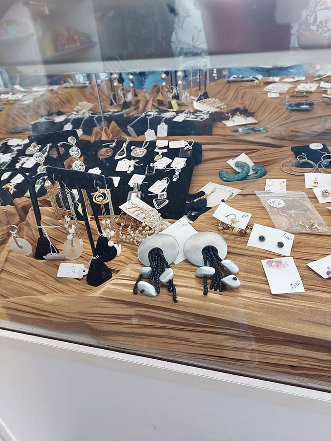 Jewelry displays that prove one person's "last season" is another's "timeless find." Accessorize without compromising your coffee budget!