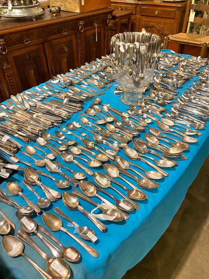Silver heaven! Enough flatware to host a dinner party for the entire cast of Downton Abbey, with seconds.