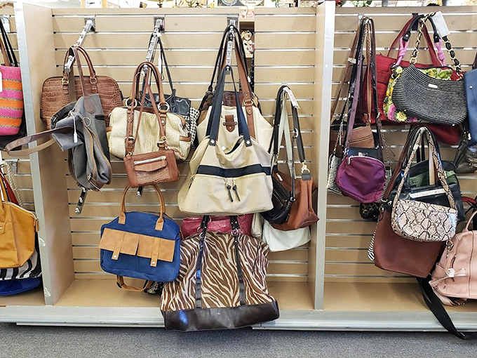 Handbag heaven! Designer-inspired arm candy hanging in formation, waiting for their second act on your shoulder.