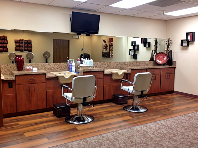 The on-site salon ensures residents look their best without battling Phoenix traffic&mdash;because good hair shouldn't require navigation skills.