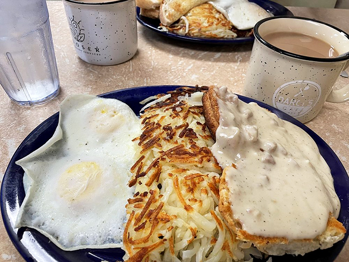 The biscuits and gravy here aren't just a side &ndash; they're the main event, with crispy hash browns playing a supporting role worthy of an Oscar.