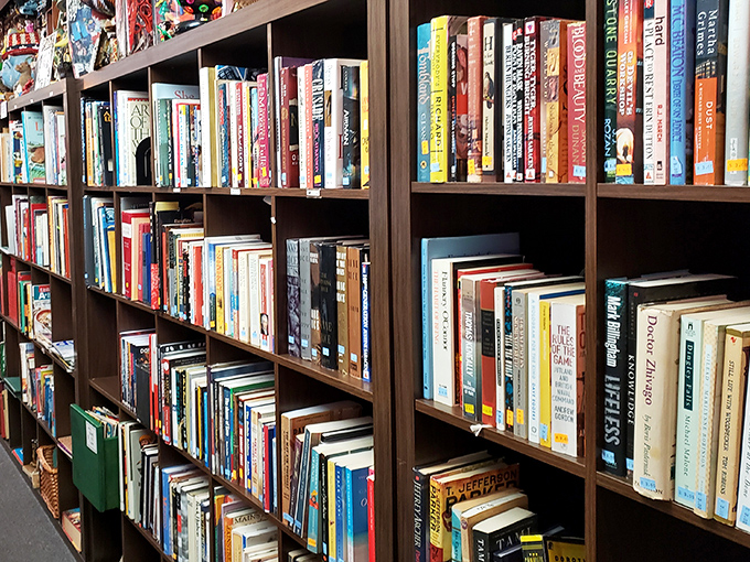 The bookshelf that Amazon wishes it could replicate&mdash;organized, diverse, and filled with stories waiting for their next reader.