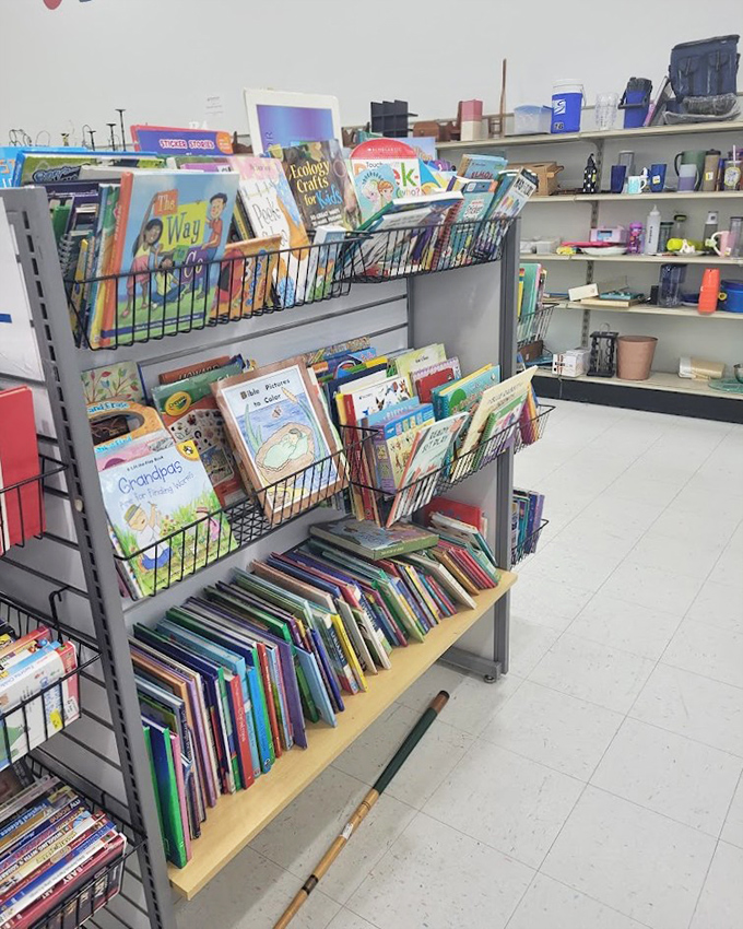 A bibliophile's dream come true. Books stacked with the care of a library but priced like yesterday's newspaper.