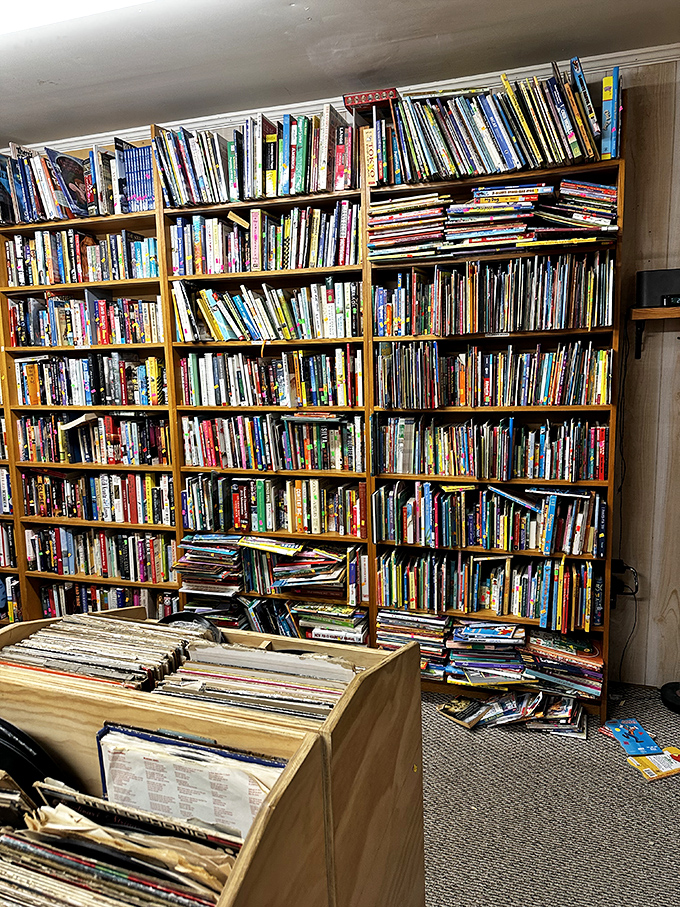 A bibliophile's dream that would make any library proud. Books stacked to the ceiling offer adventures, knowledge, and escape&mdash;all for pocket change.