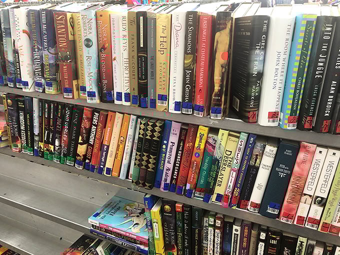 Shelves groan under literary weight, from dog-eared paperbacks to pristine hardcovers&mdash;a library where every book costs less than your morning latte.