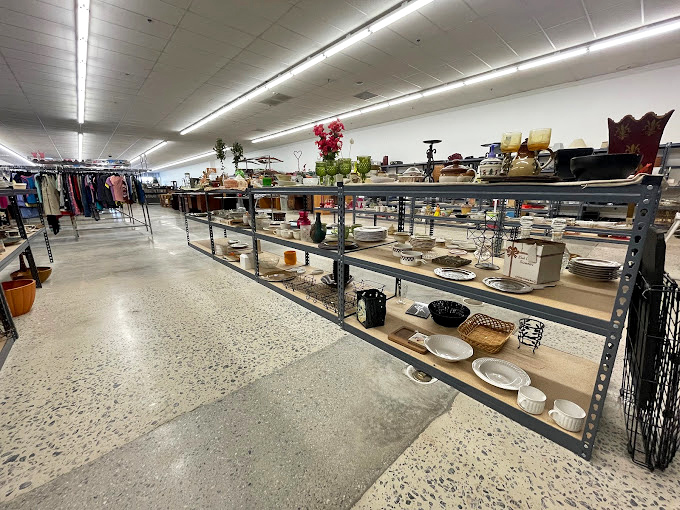 Kitchenware heaven for the home chef or collector. One person's castoff serving platter is another's dinner party conversation piece.