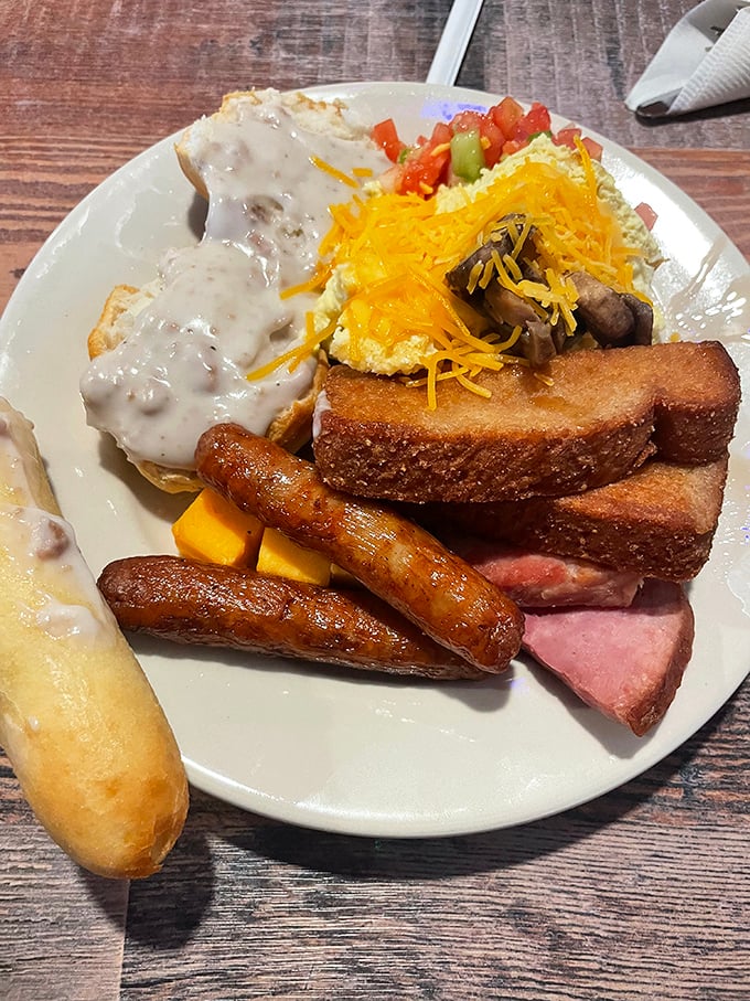 Breakfast of champions or the plate of someone who's training to be a professional food multitasker? Either way, it's a beautiful morning symphony.